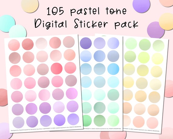 105 Pastel Tone Digital Sticker Pack Printable Stickers | Etsy