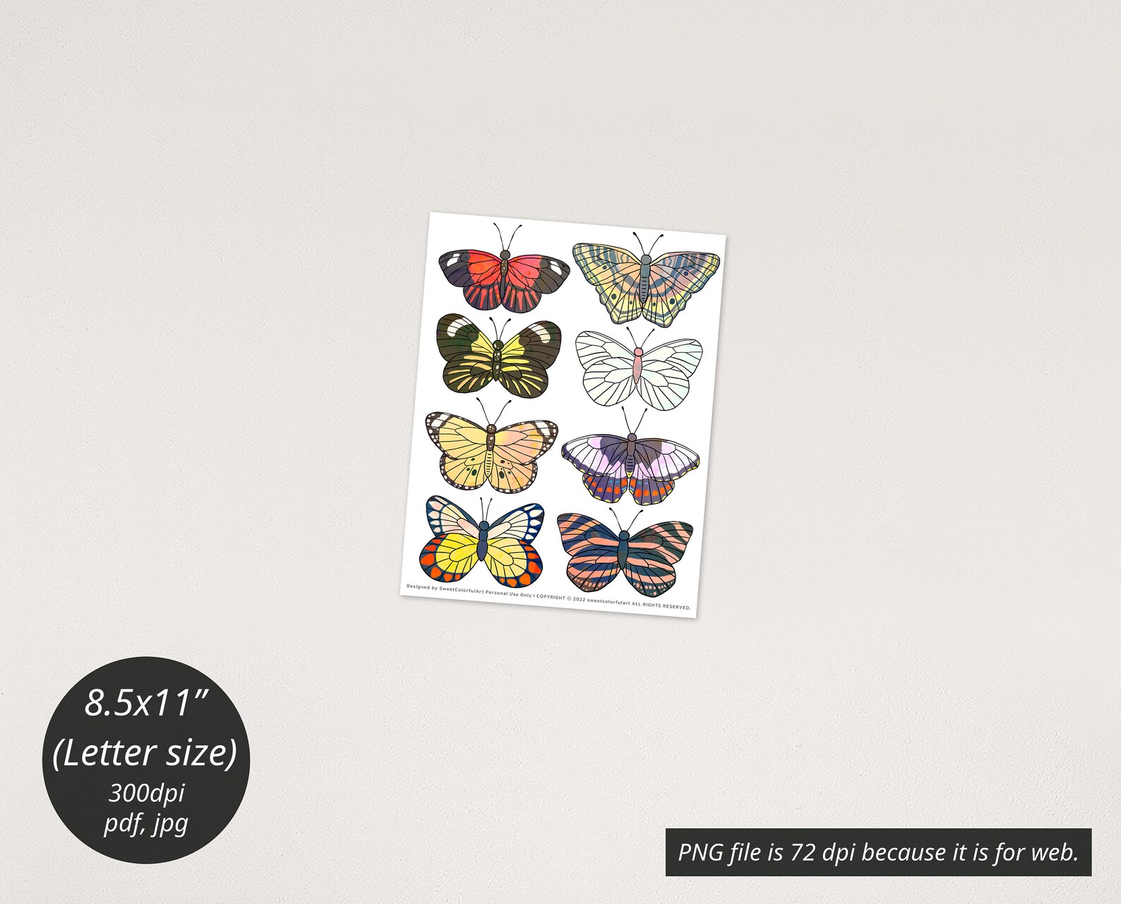 8 Butterfly Digital Stickers, Butterfly Printable Stickers, Goodnotes ...