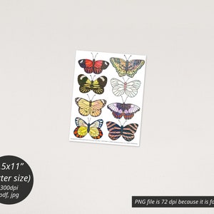 8 Butterfly Digital Stickers, Butterfly Printable Stickers, Goodnotes ...