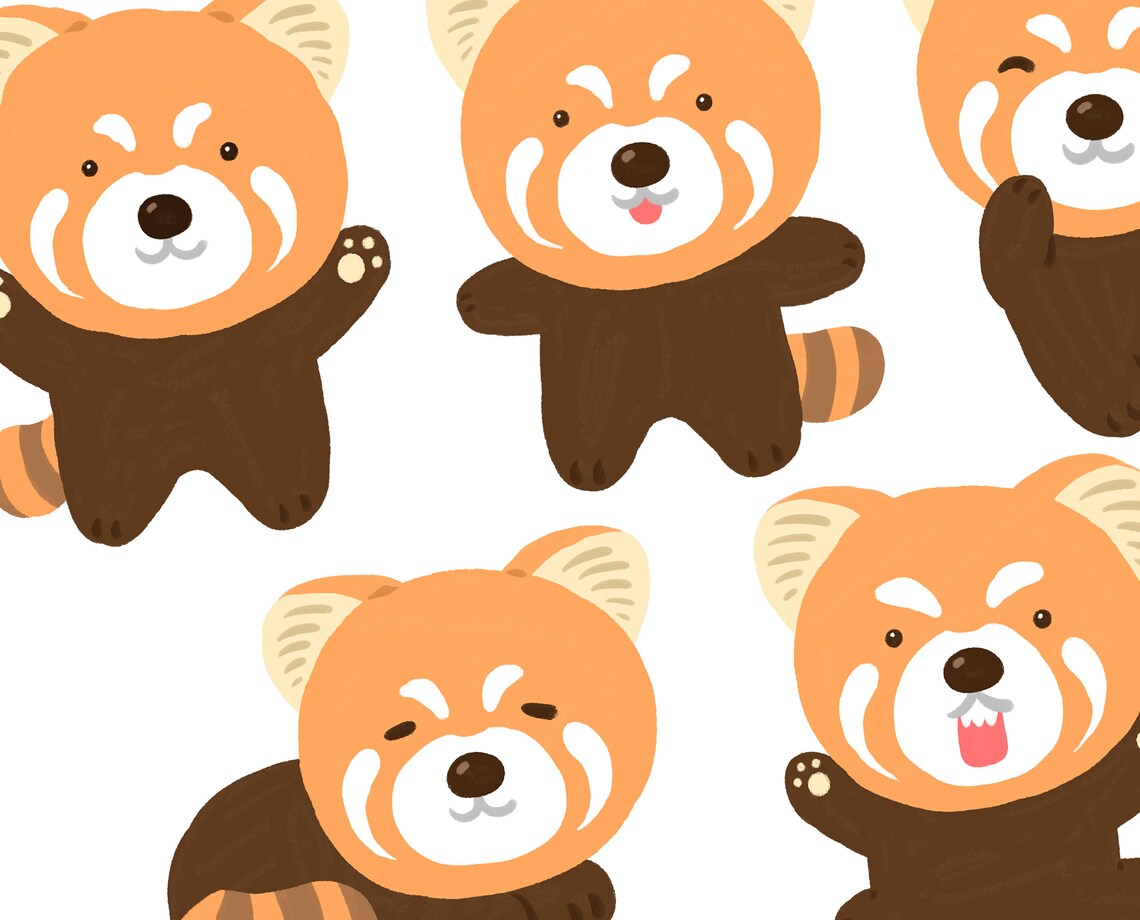 36 Cute Red Panda Digital Sticker Pack Red Panda Printable - Etsy