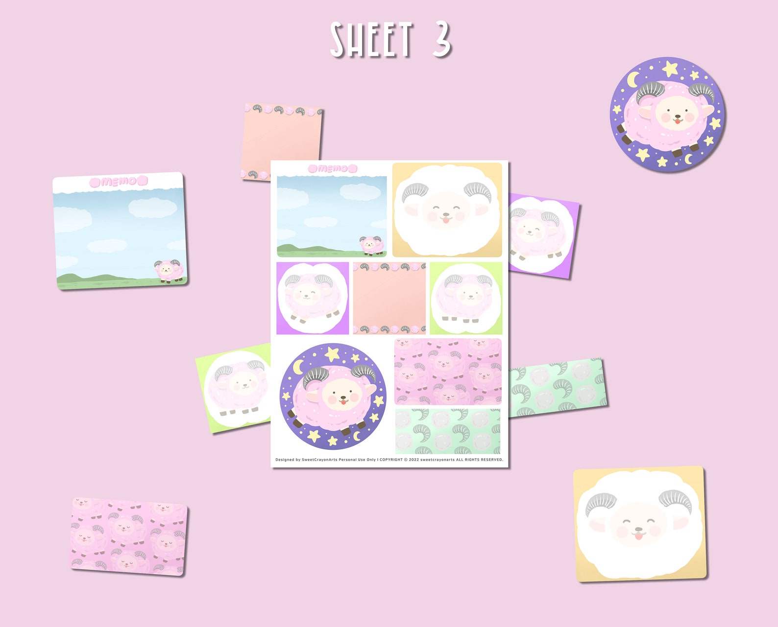 37 Cute Pink Sheep Digital Sticker Pack Sheep Goodnotes - Etsy