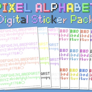 1392 Cute Pixel Alphabet Digital Sticker Pack, Letter Printable ...
