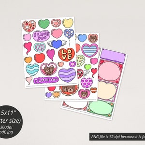 53 Cute Heart Digital Stickers, Heart Shape Printable Stickers ...
