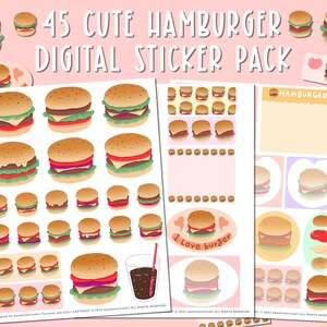 45 Cute Hamburger Digital Sticker Pack Hamburger Printable - Etsy