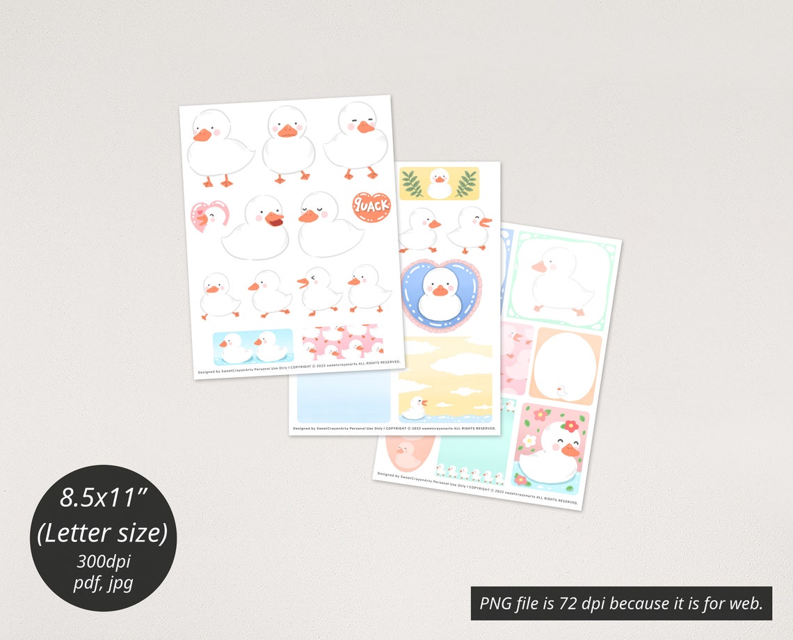 31 Cute Duck Digital Sticker Pack Cute Duck Printable - Etsy