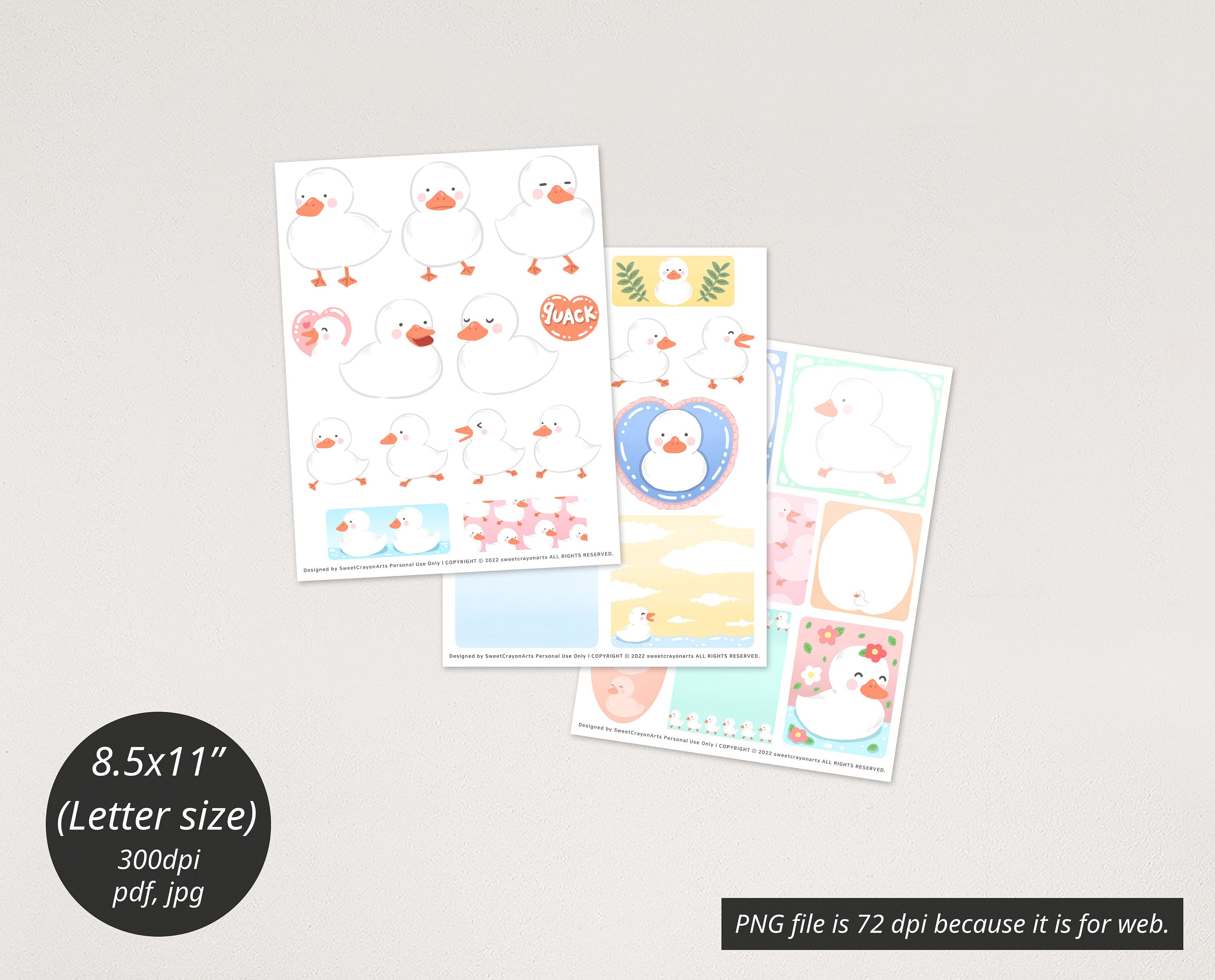 31 Cute Duck Digital Sticker Pack, Cute Duck Printable Stickers ...