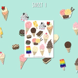 38 Ice Cream Digital Sticker Pack Printable Decorative | Etsy