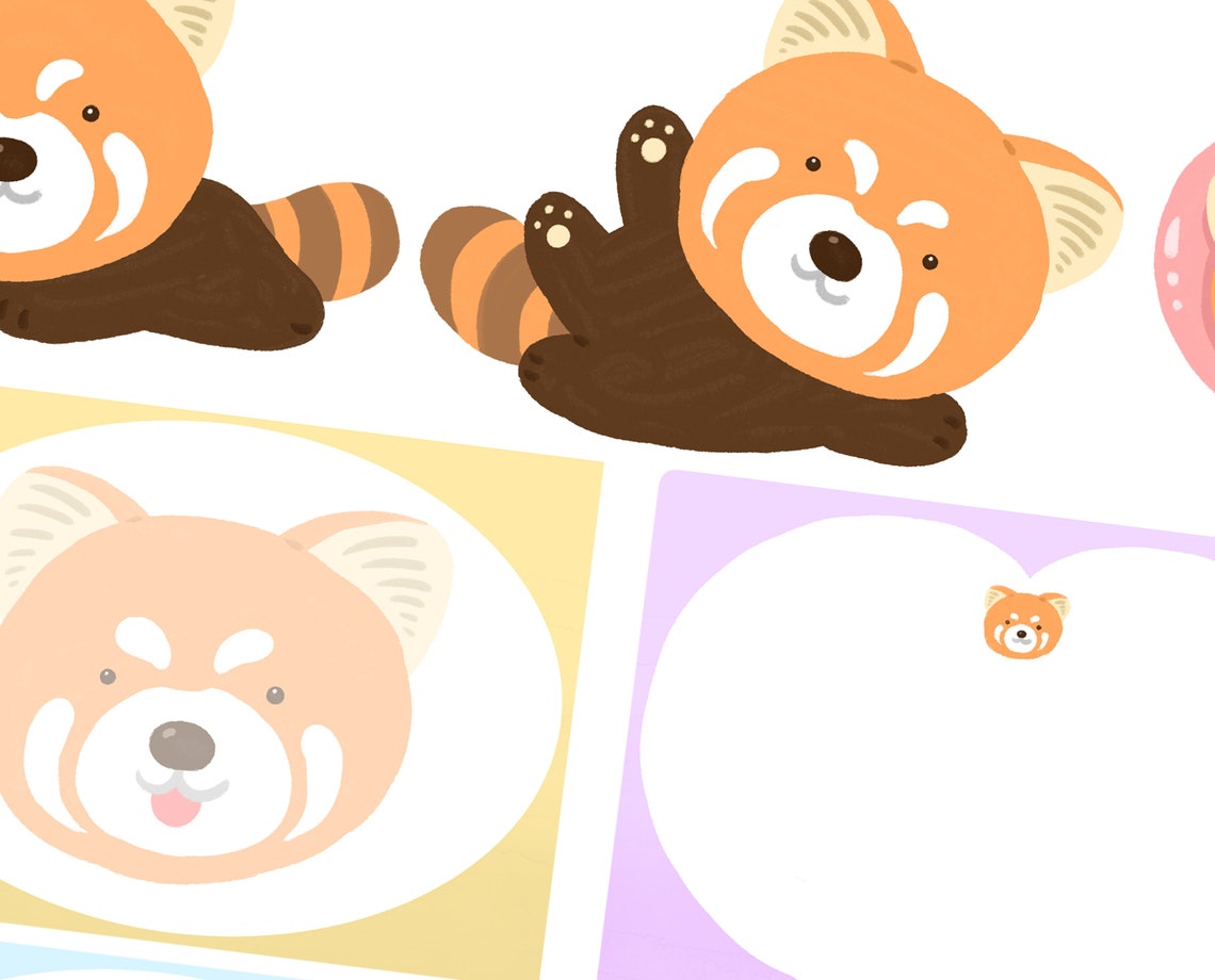 36 Cute Red Panda Digital Sticker Pack Red Panda Printable - Etsy