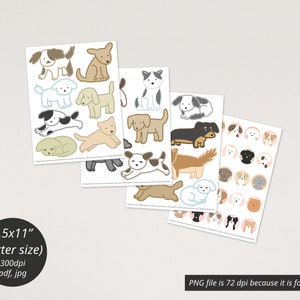 45 Cute Puppy Digital Sticker Pack, Dog Printable Stickers, Cute ...