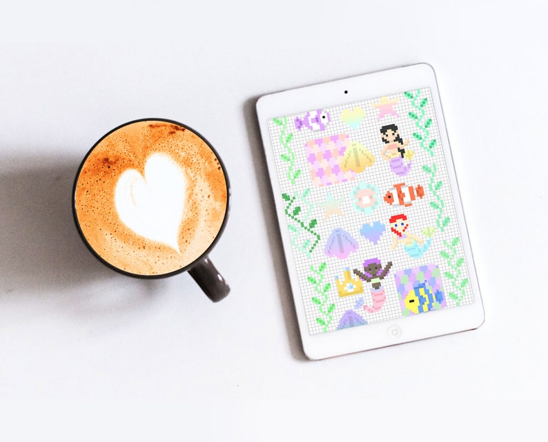 54 Mermaid Pixel Art Digital Sticker Pack Printable Stickers - Etsy