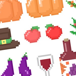 51 Thanksgiving Day Pixel Art Digital Stickers Happy - Etsy
