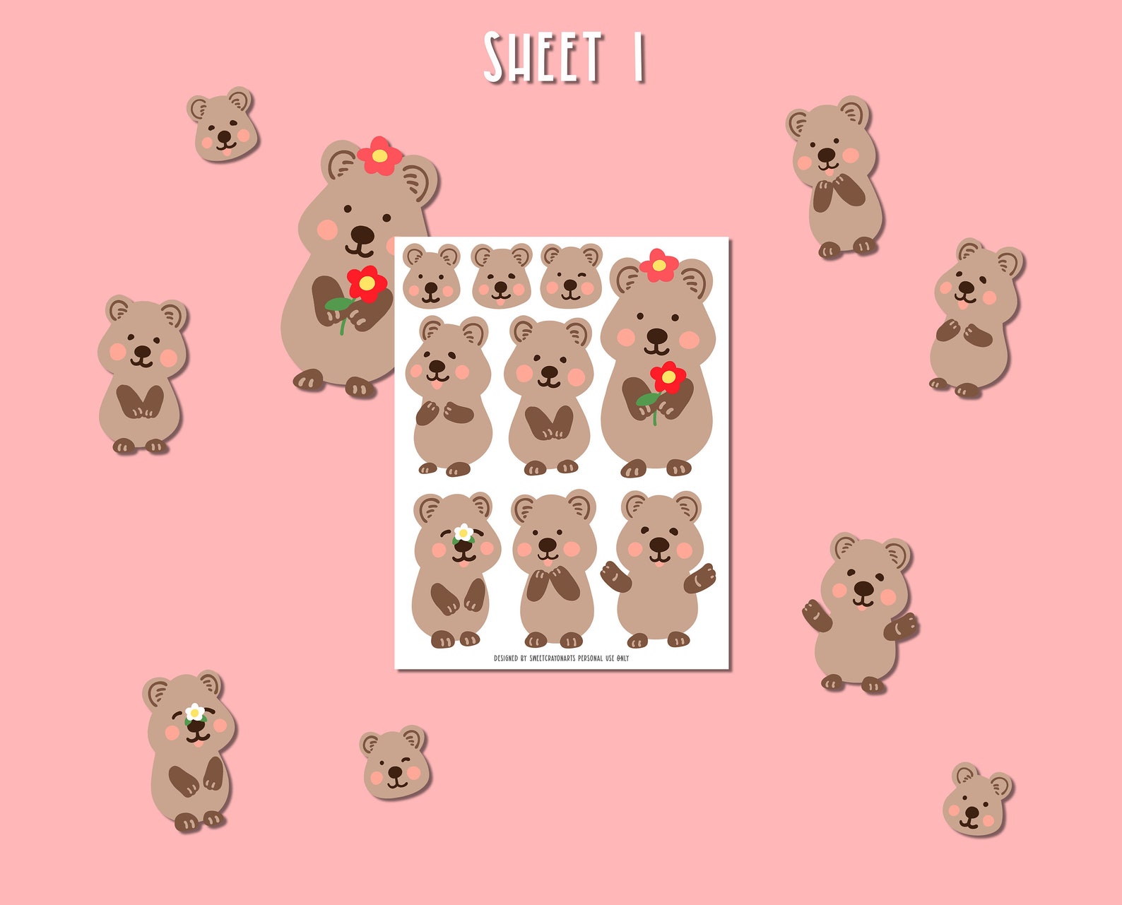 30 Cute Quokka Digital Sticker Pack Printable Stickers - Etsy