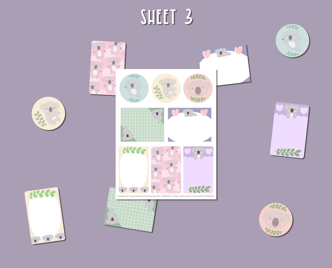 35 Cute Koala Digital Sticker Pack, Cute Koala Printable Stickers ...