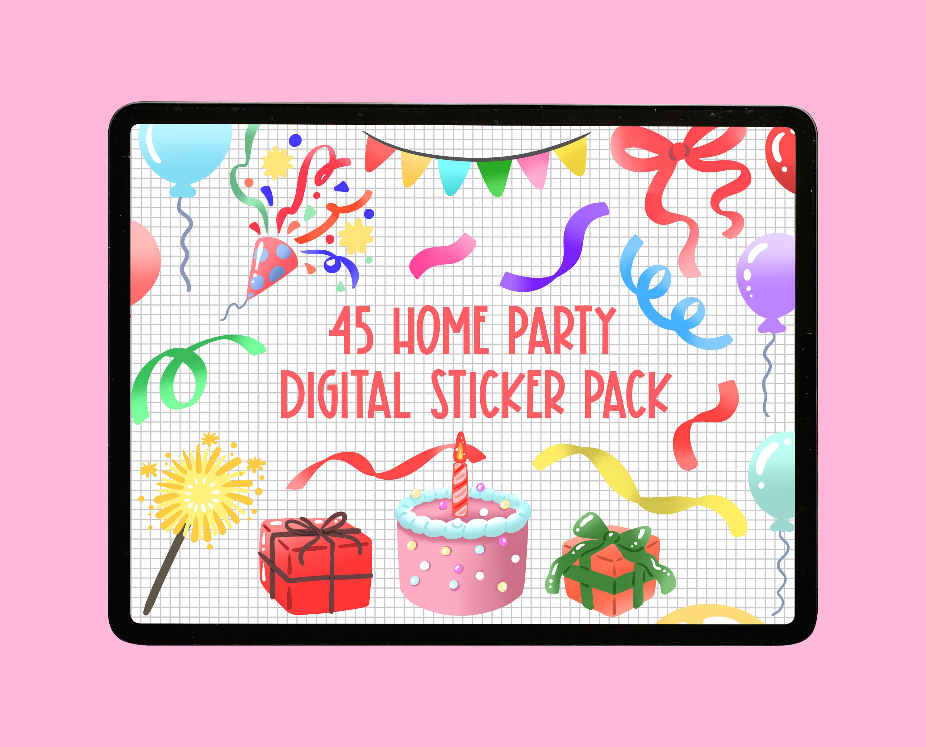 45 Home Party Digital Sticker Pack, Printable Stickers, Confetti ...