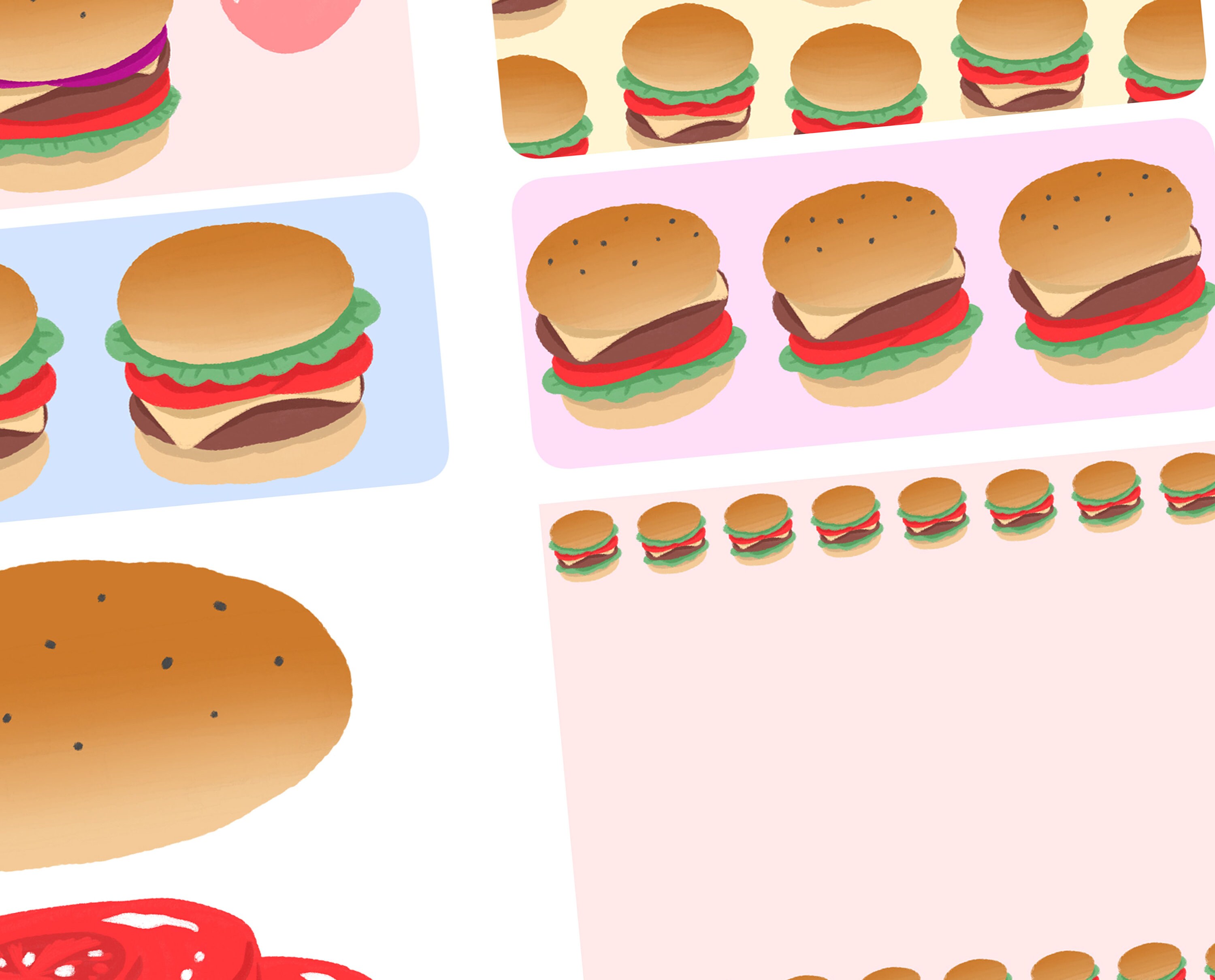 45 Cute Hamburger Digital Sticker Pack Hamburger Printable - Etsy
