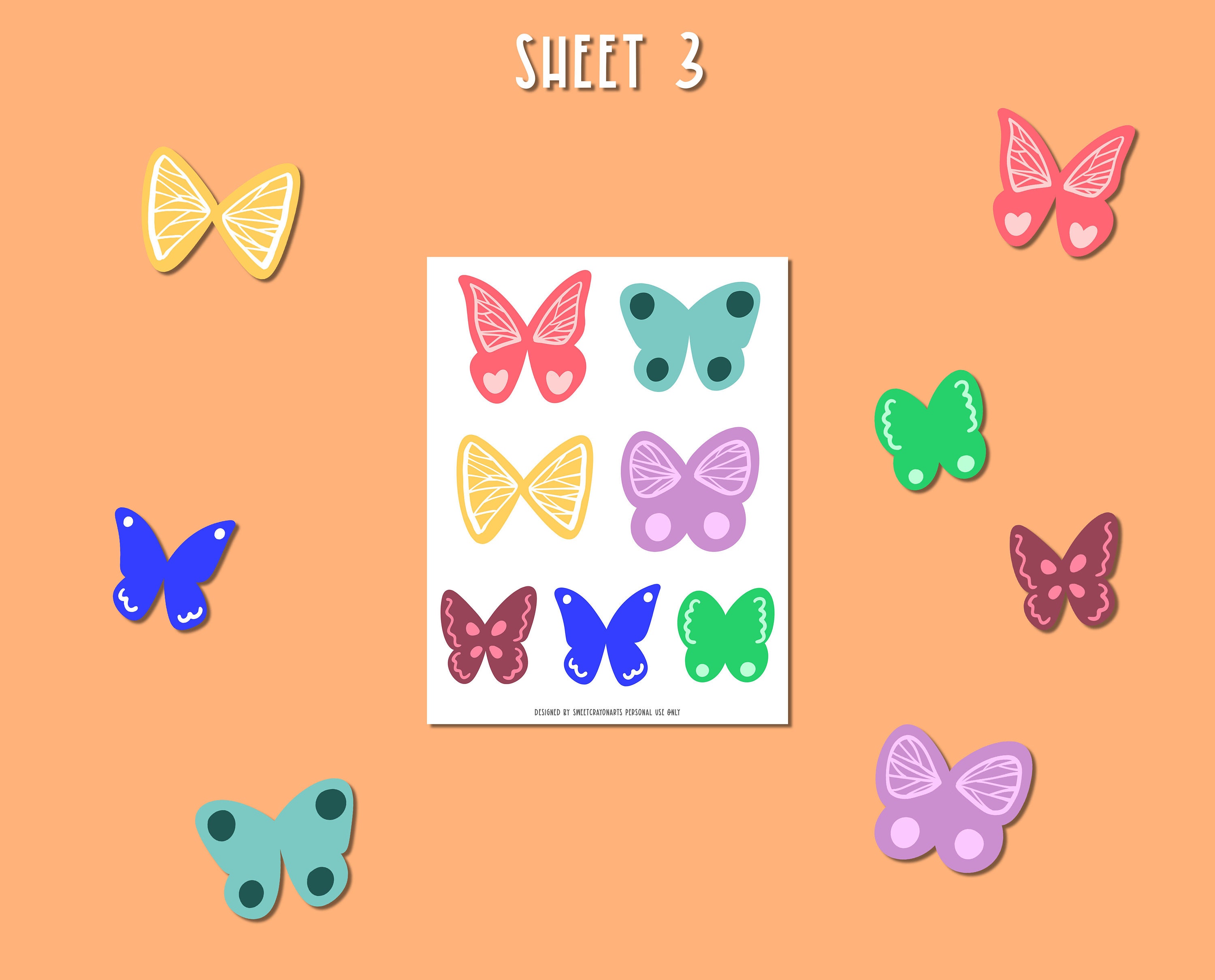 Butterfly Stickers: Goodnotes, Printable, Digital Download, Cute ...