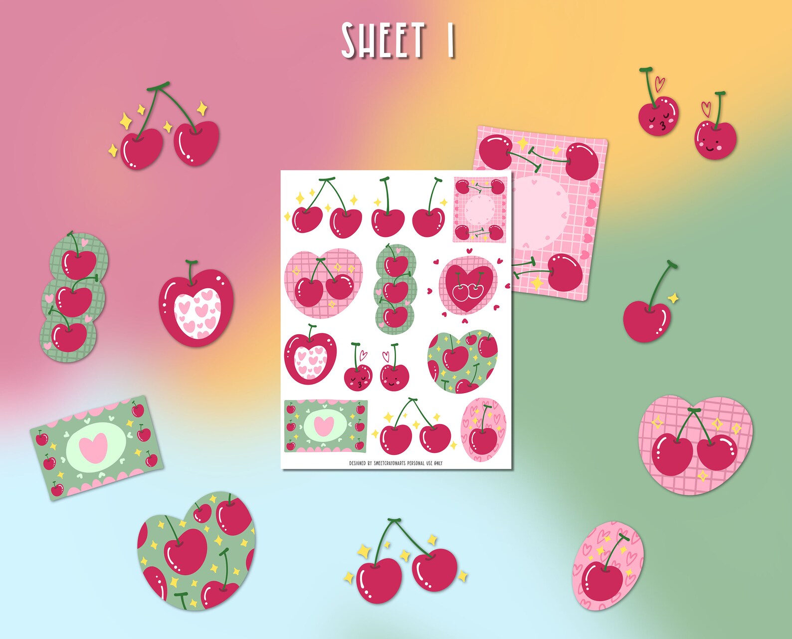 35 Cute Cherry Digital Sticker Pack Goodnotes Stickers - Etsy