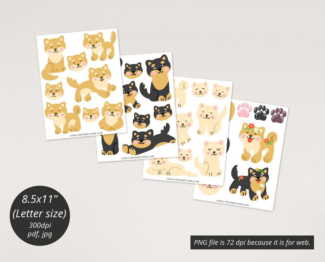 32 Cute Shiba Inu Digital Sticker Pack Printable Stickers - Etsy