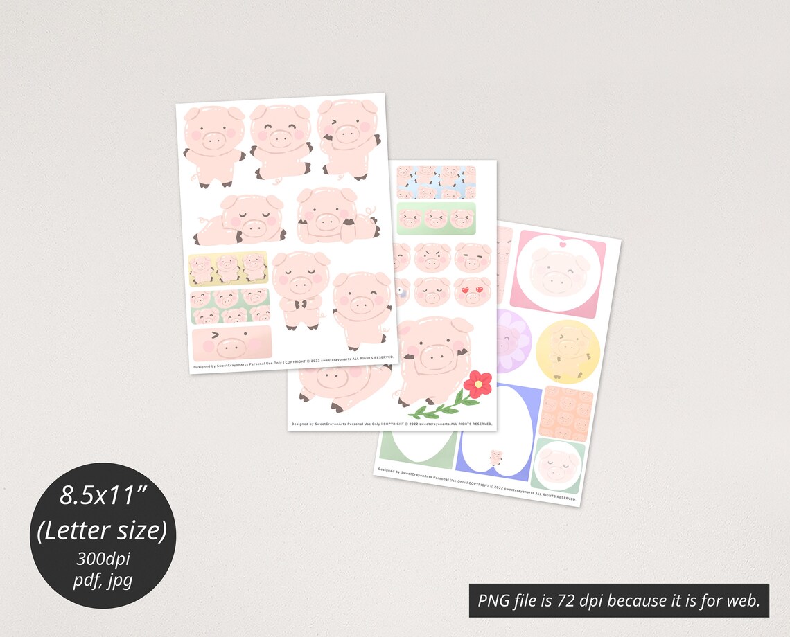 35 Cute Pig Digital Sticker Pack Cute Pig Printable Stickers - Etsy