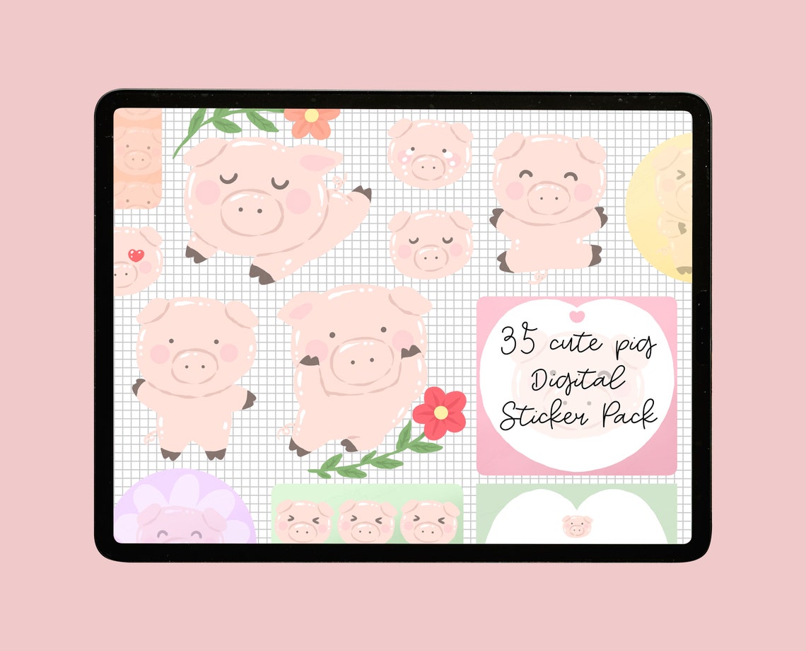 35 Cute Pig Digital Sticker Pack Cute Pig Printable Stickers - Etsy
