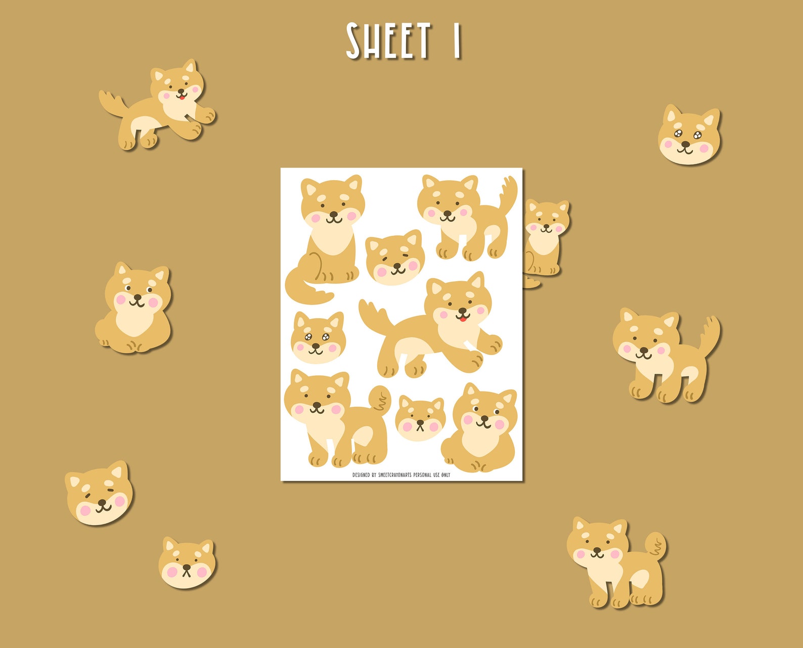 32 Cute Shiba Inu Digital Sticker Pack Printable Stickers - Etsy