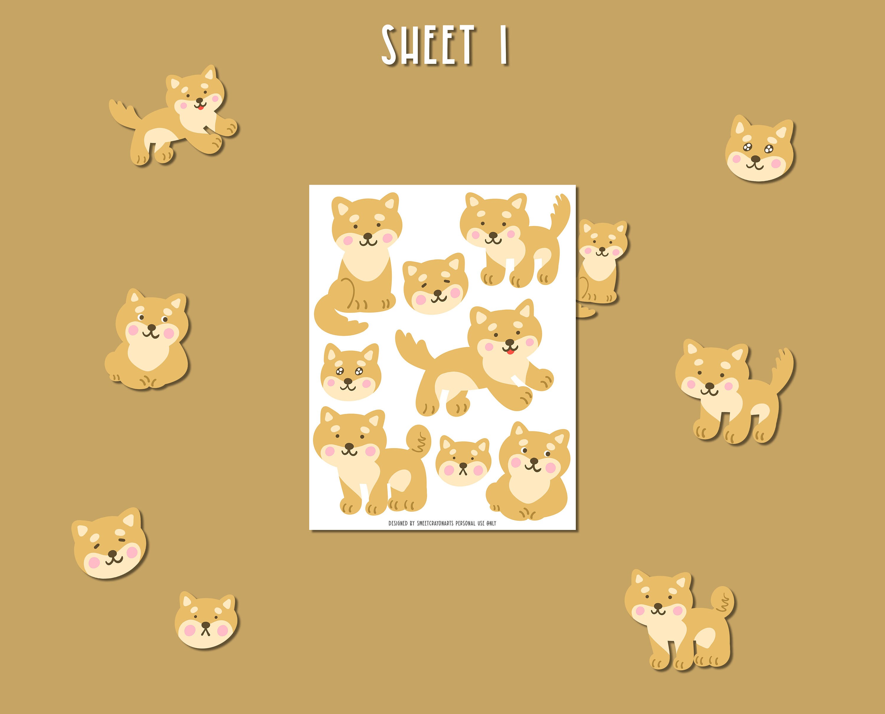 32 Cute Shiba Inu Digital Sticker Pack Printable Stickers - Etsy