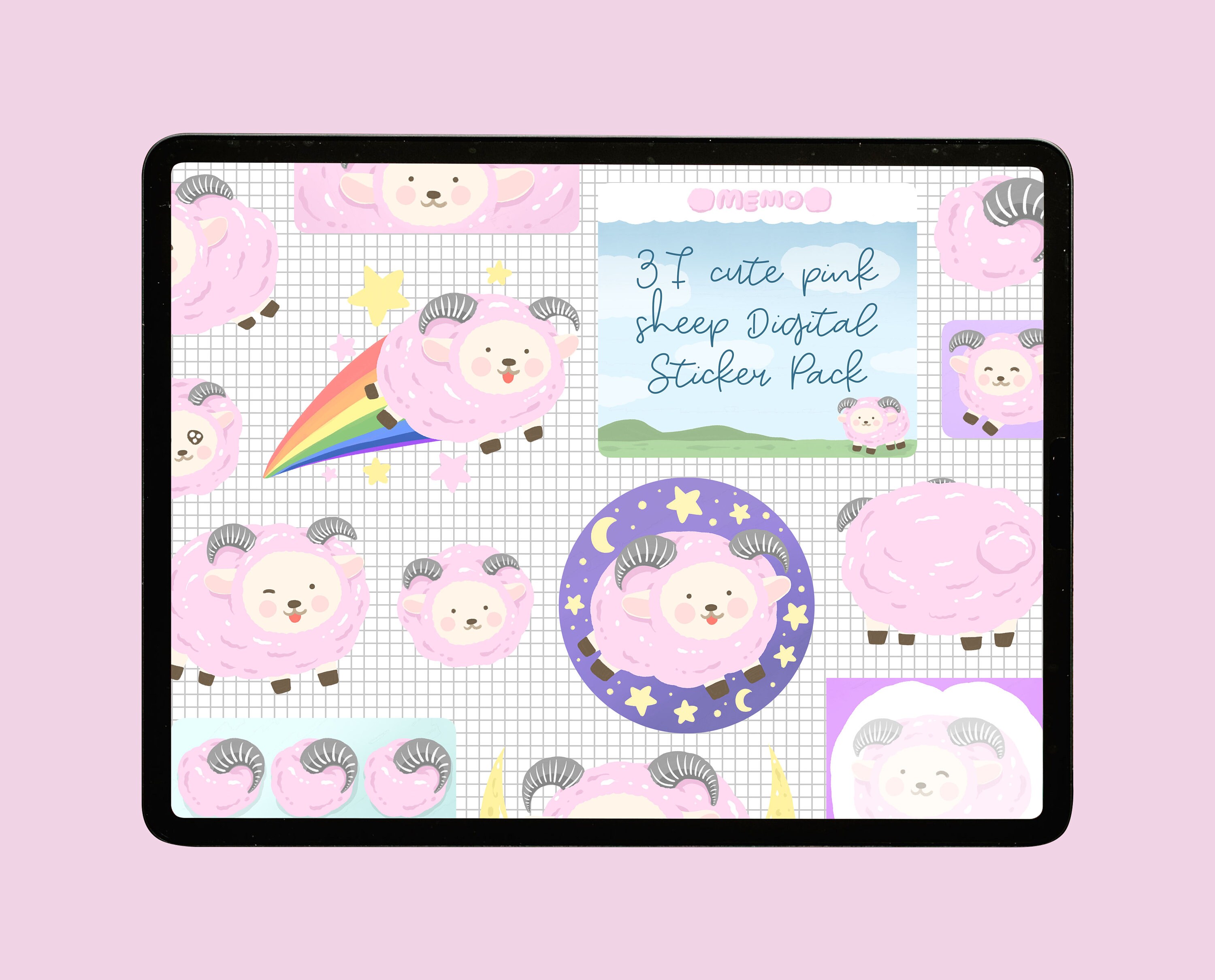 37 Cute Pink Sheep Digital Sticker Pack Sheep Goodnotes - Etsy