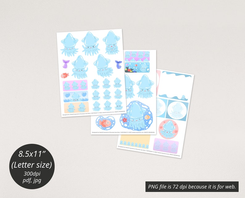37 Cute Squid Digital Sticker Pack, Squid Printable Stickers, Goodnotes ...