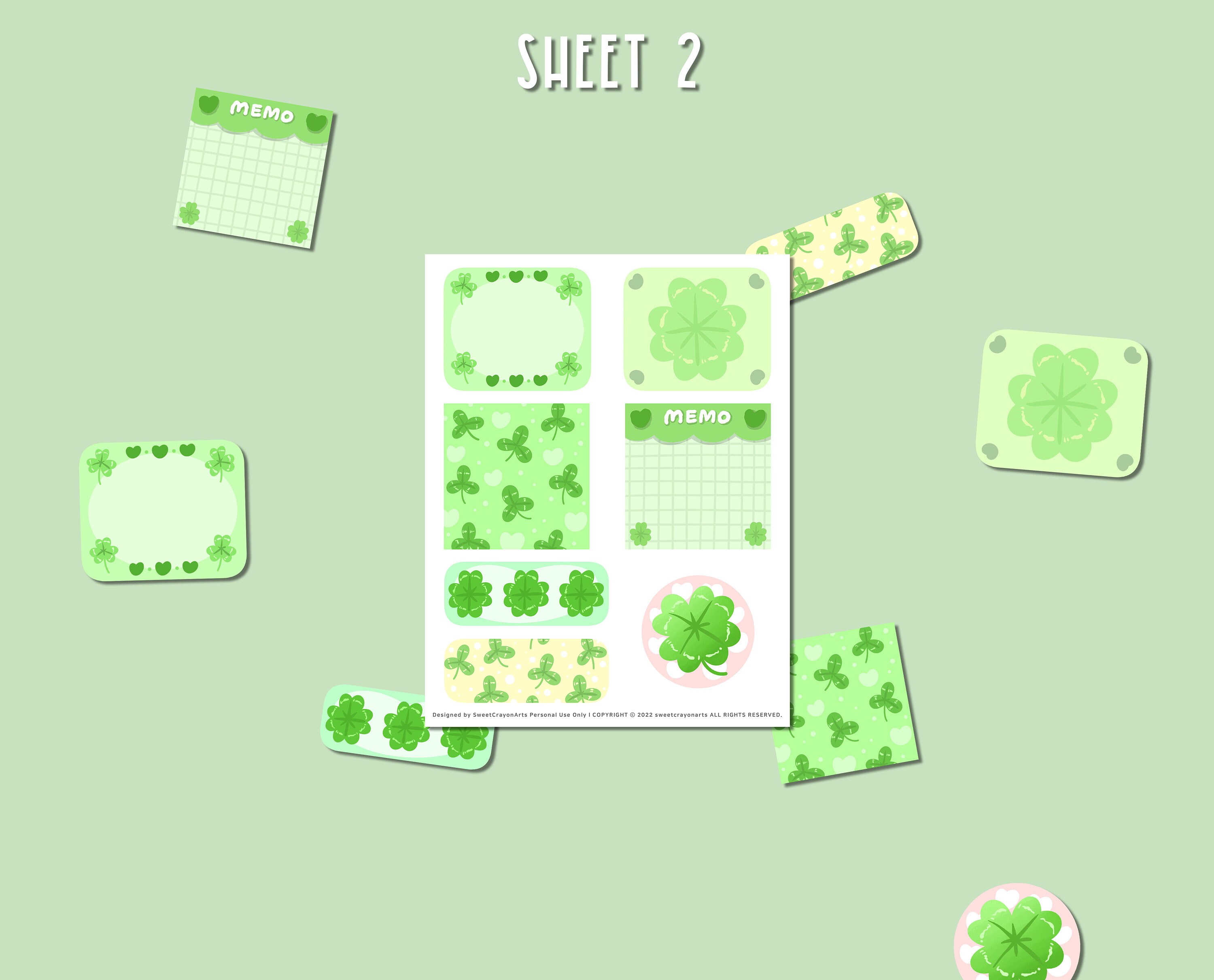 31 Cute Clover Digital Sticker Pack, Printable Four Leaf Clover ...