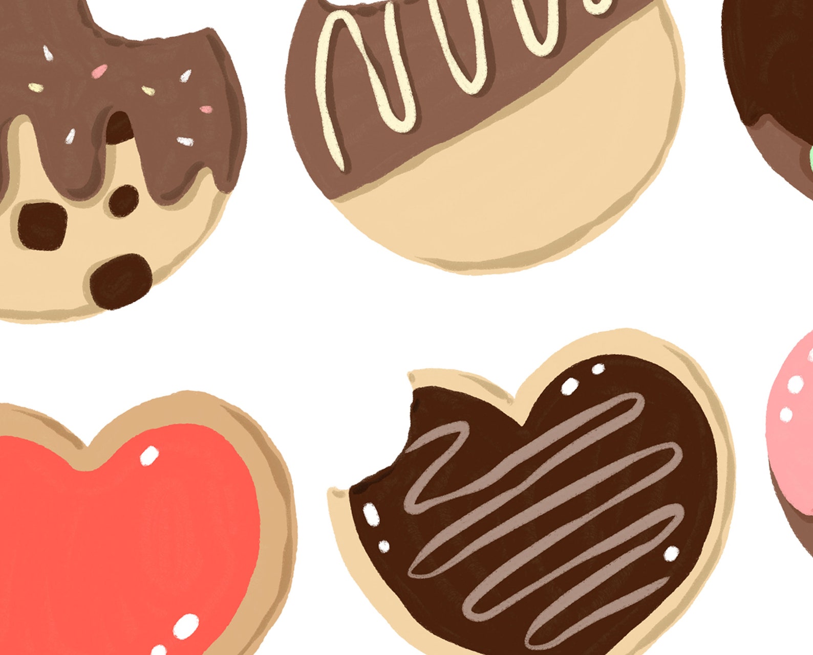 60 Cute Cookie Digital Sticker Pack Cookie Printable - Etsy