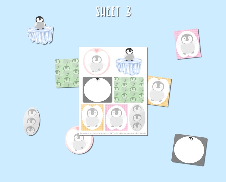 40 Cute Penguin Digital Sticker Pack Baby Emperor Penguin - Etsy