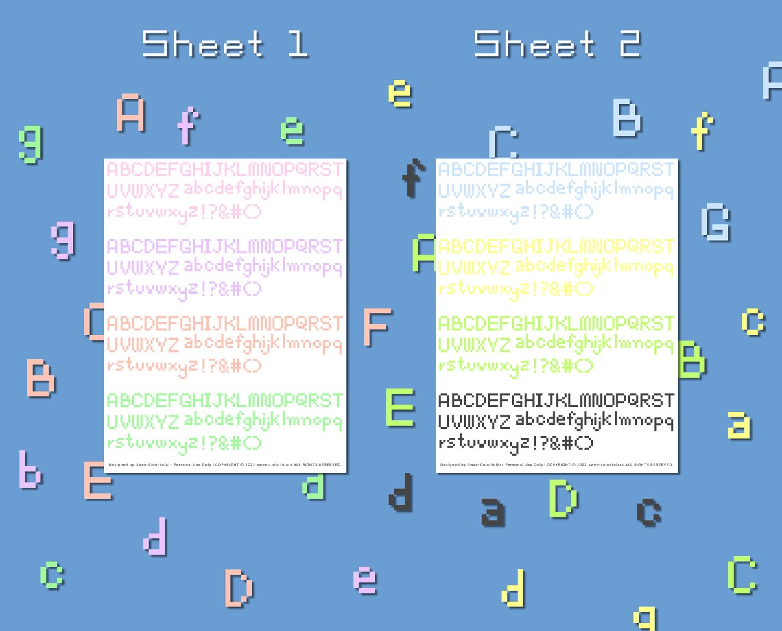 1392 Cute Pixel Alphabet Digital Sticker Pack Letter - Etsy