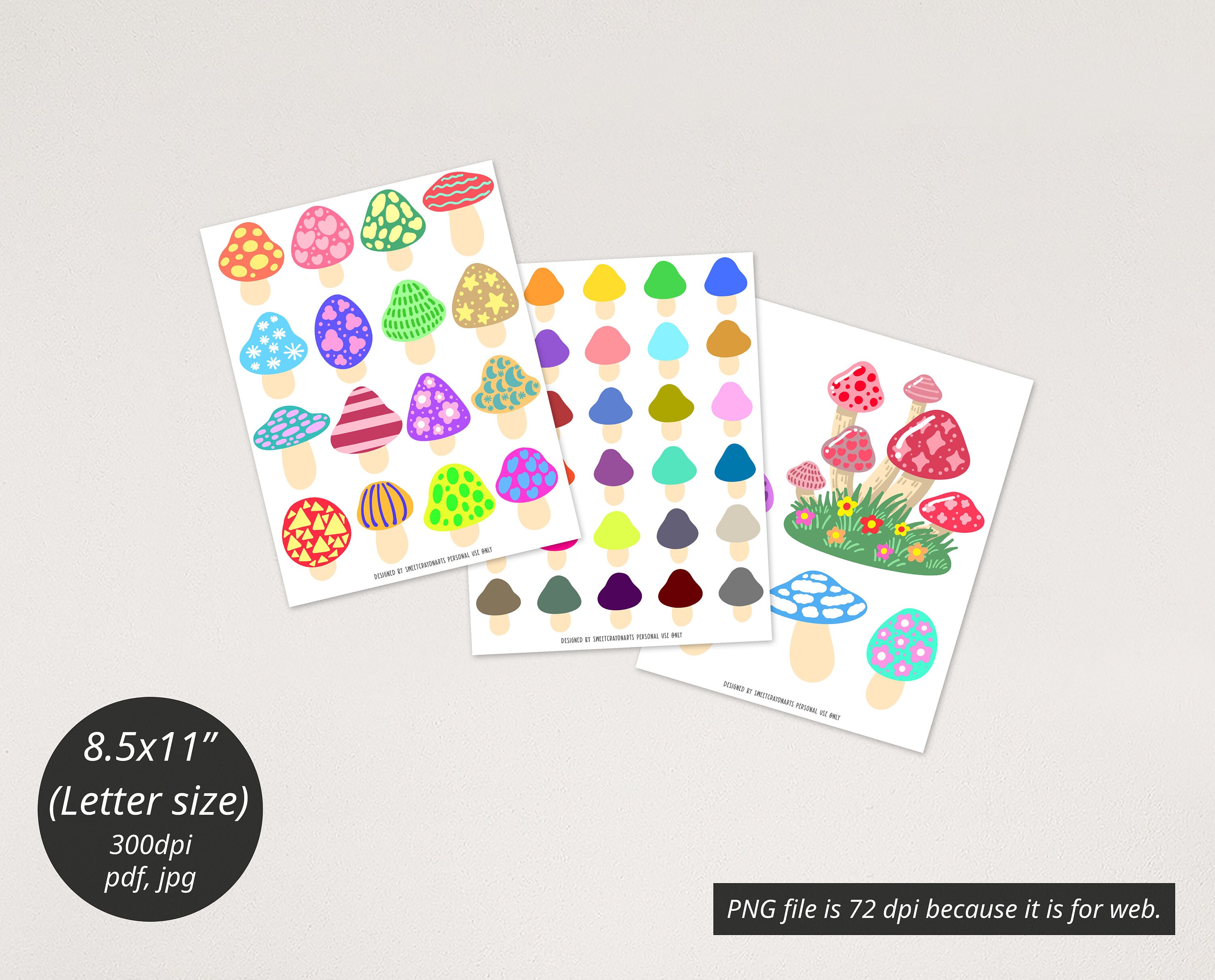 51 Cute Mushroom Digital Sticker Pack Colorful Mushroom - Etsy