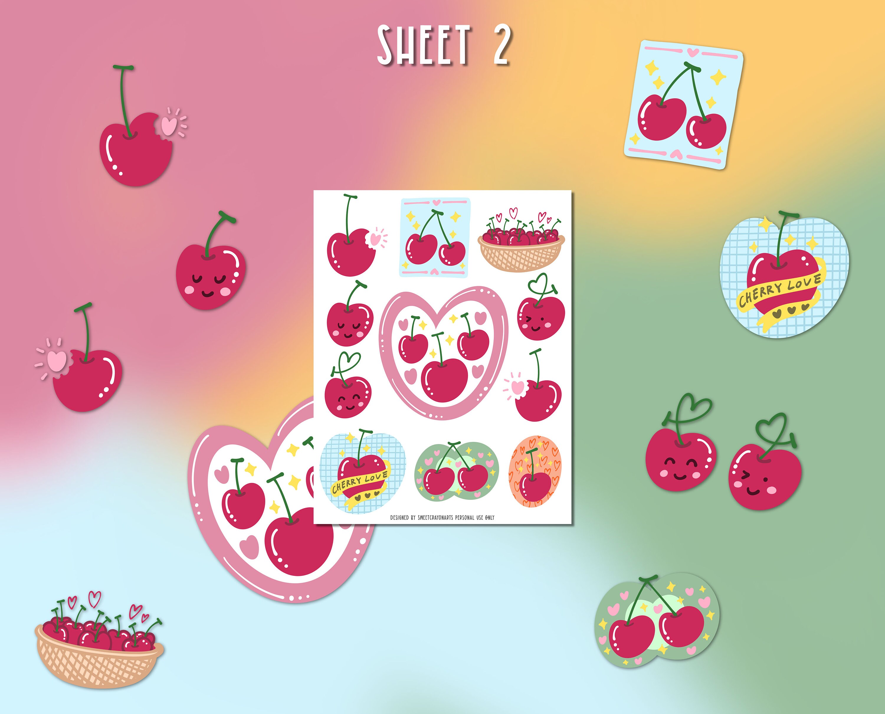 35 Cute Cherry Digital Sticker Pack Goodnotes Stickers - Etsy