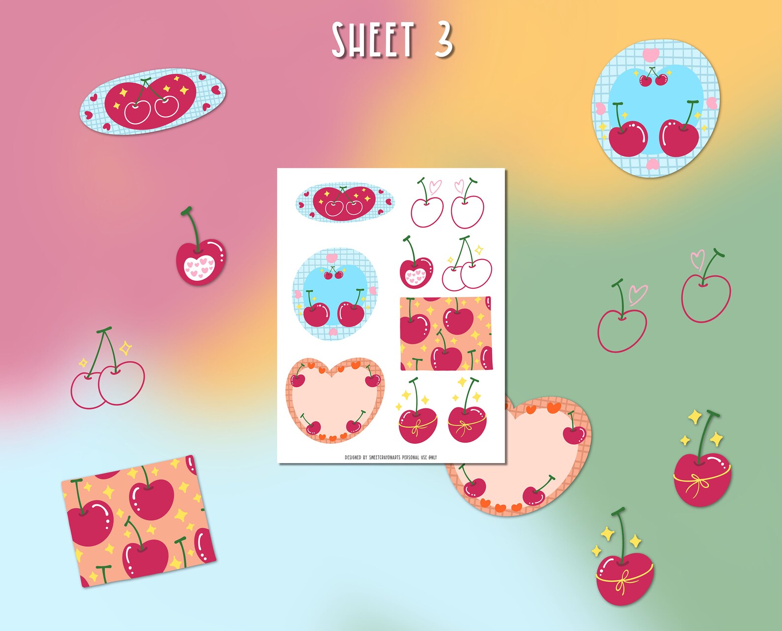 35 Cute Cherry Digital Sticker Pack Goodnotes Stickers - Etsy
