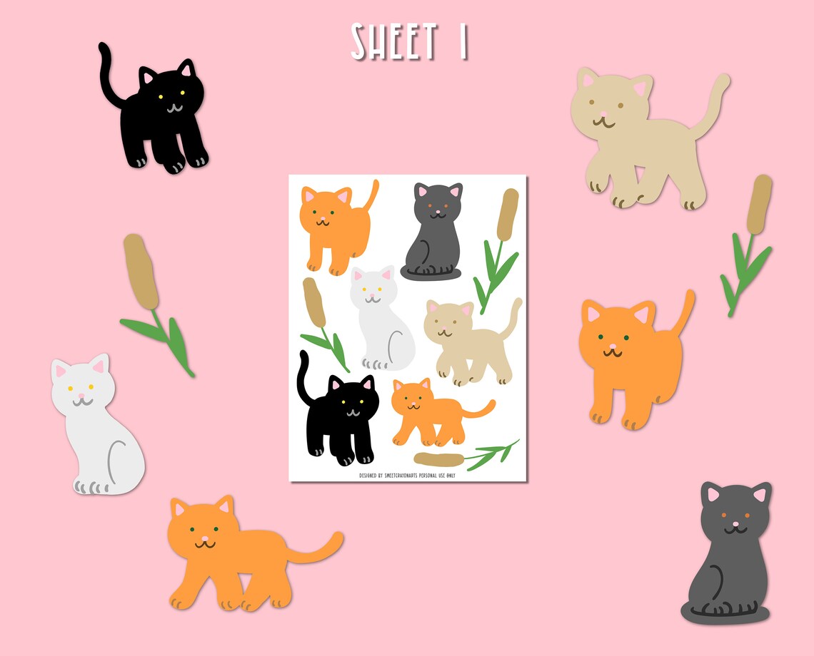 30 Cute Cat Sticker Pack Stickers for iPad Printable - Etsy