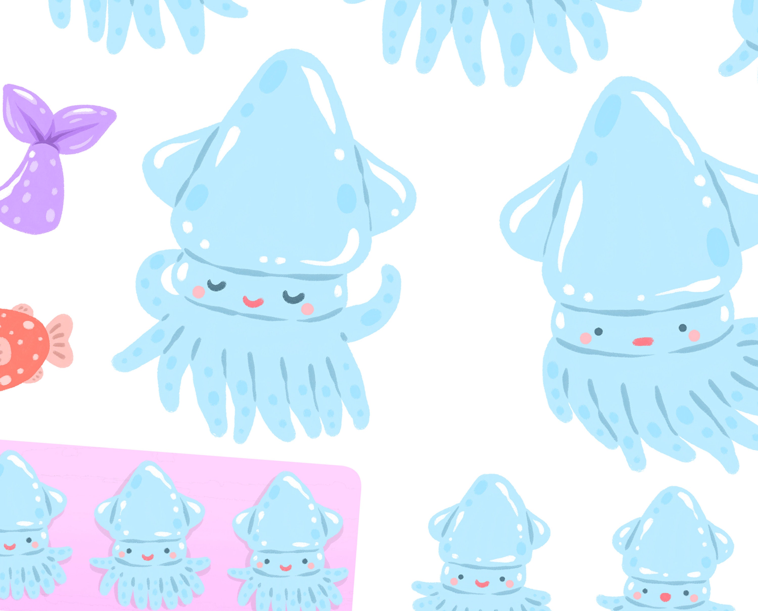 37 Cute Squid Digital Sticker Pack, Squid Printable Stickers, Goodnotes ...