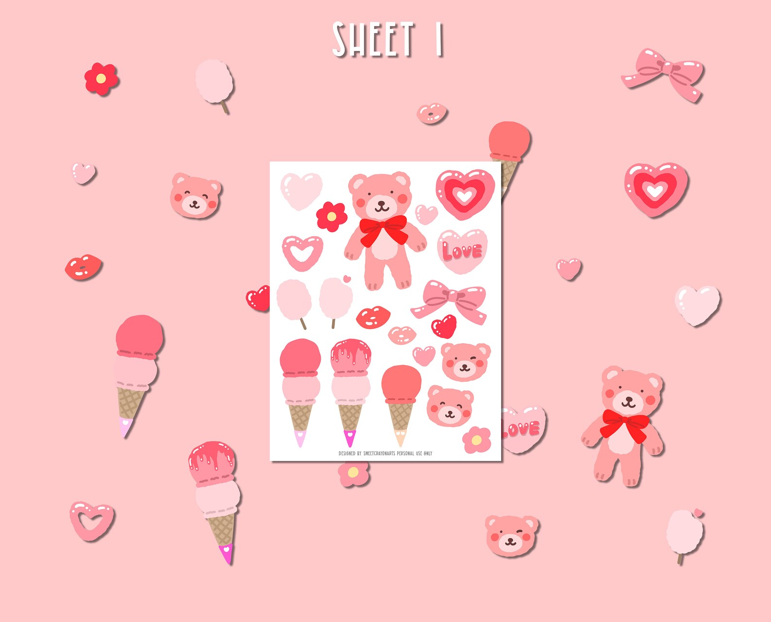 56 Cute Pink Digital Sticker Pack, Goodnotes Stickers, Printable ...