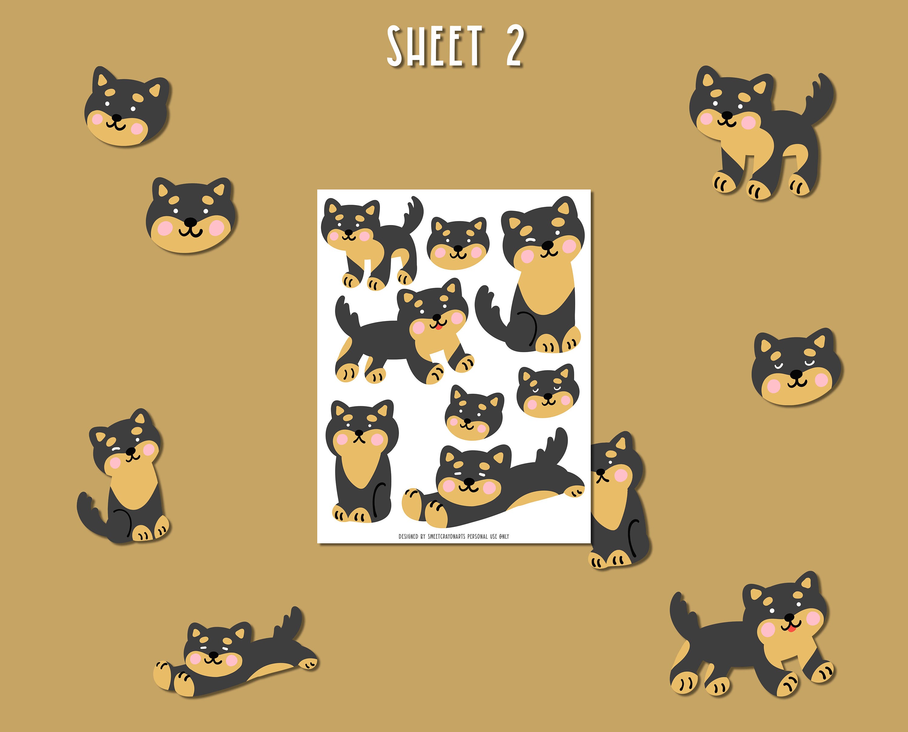 32 Cute Shiba Inu Digital Sticker Pack Printable Stickers - Etsy