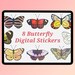 8 Butterfly Digital Stickers, Butterfly Printable Stickers, Goodnotes ...