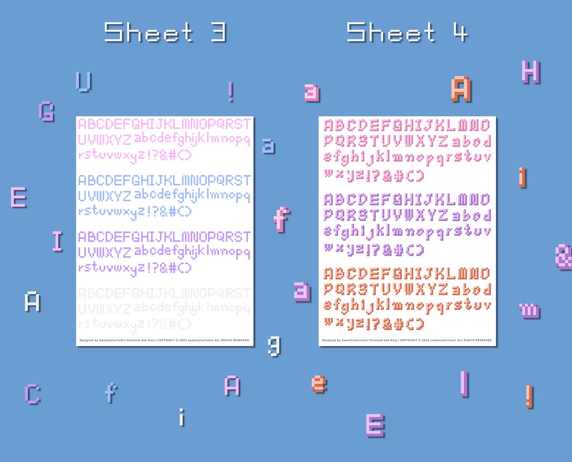 1392 Cute Pixel Alphabet Digital Sticker Pack Letter - Etsy