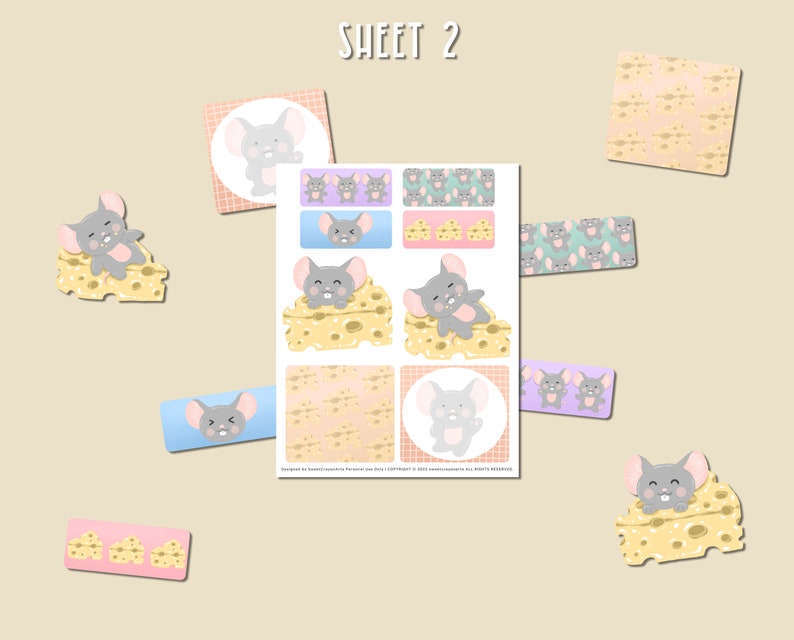 Mouse and Cheese Sticker Pack: Cute Digital Stickers for Goodnotes ...