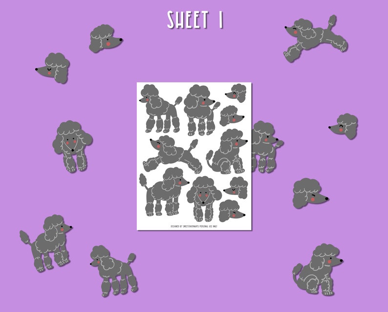 31 Cute Poodle Digital Sticker Pack Printable Stickers Dog - Etsy