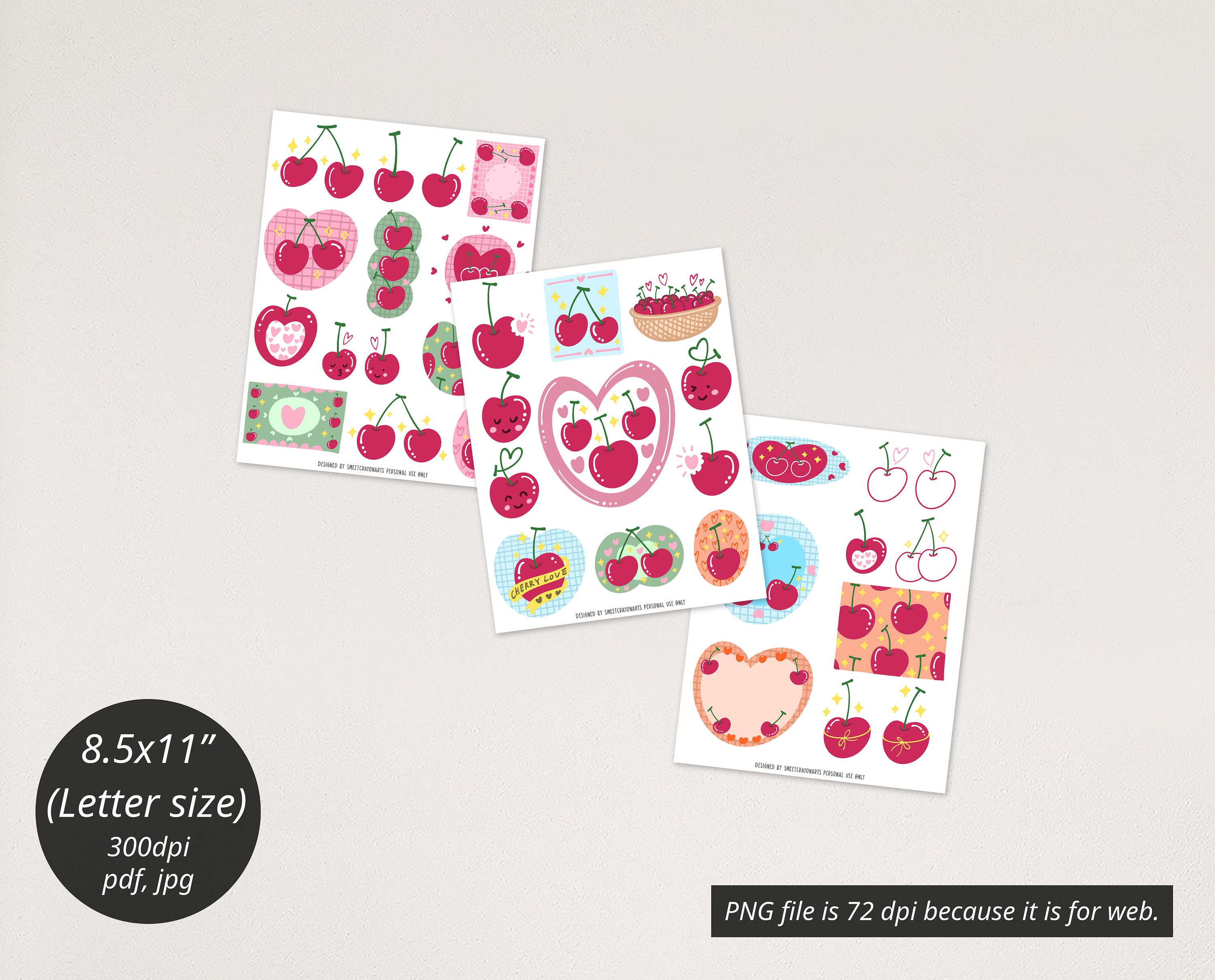 35 Cute Cherry Digital Sticker Pack Goodnotes Stickers - Etsy