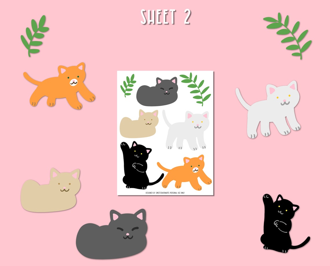 30 Cute Cat Sticker Pack Stickers for iPad Printable - Etsy