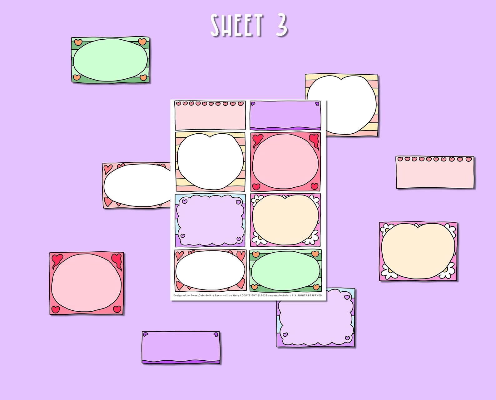 53 Cute Heart Digital Stickers Heart Shape Printable - Etsy