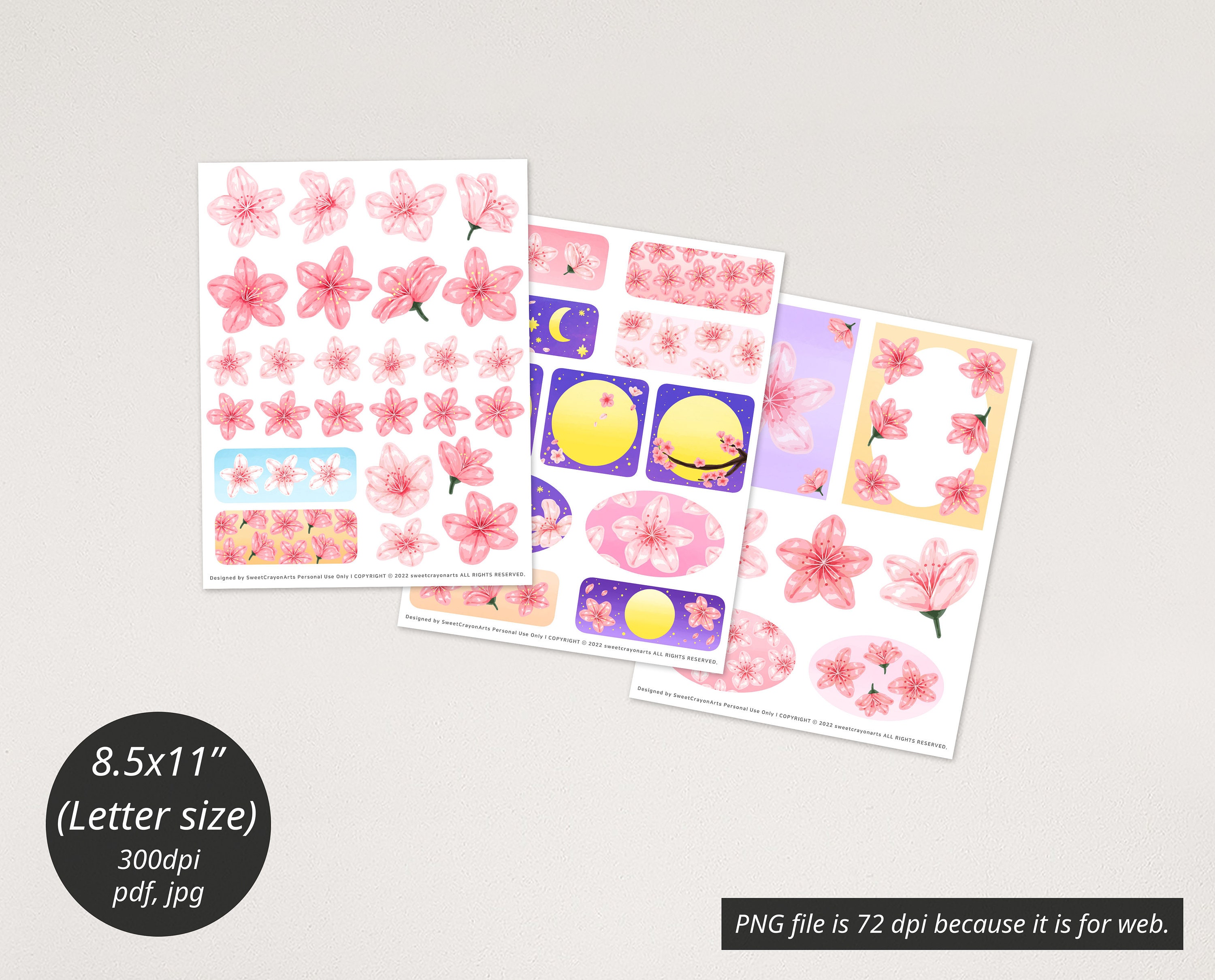 44 Cherry Blossom Digital Sticker Pack, Printable Stickers, Goodnotes ...