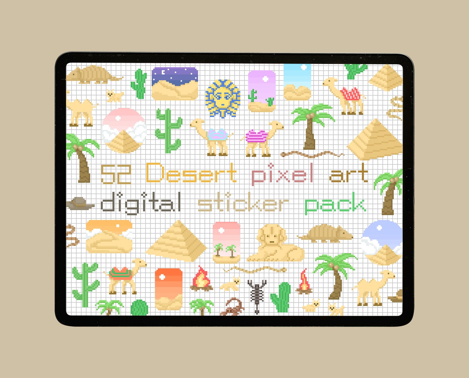 Desert Pixel Art Sticker Pack: Goodnotes, iPad Stickers, Digital ...