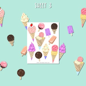 38 Ice Cream Digital Sticker Pack Printable Decorative | Etsy