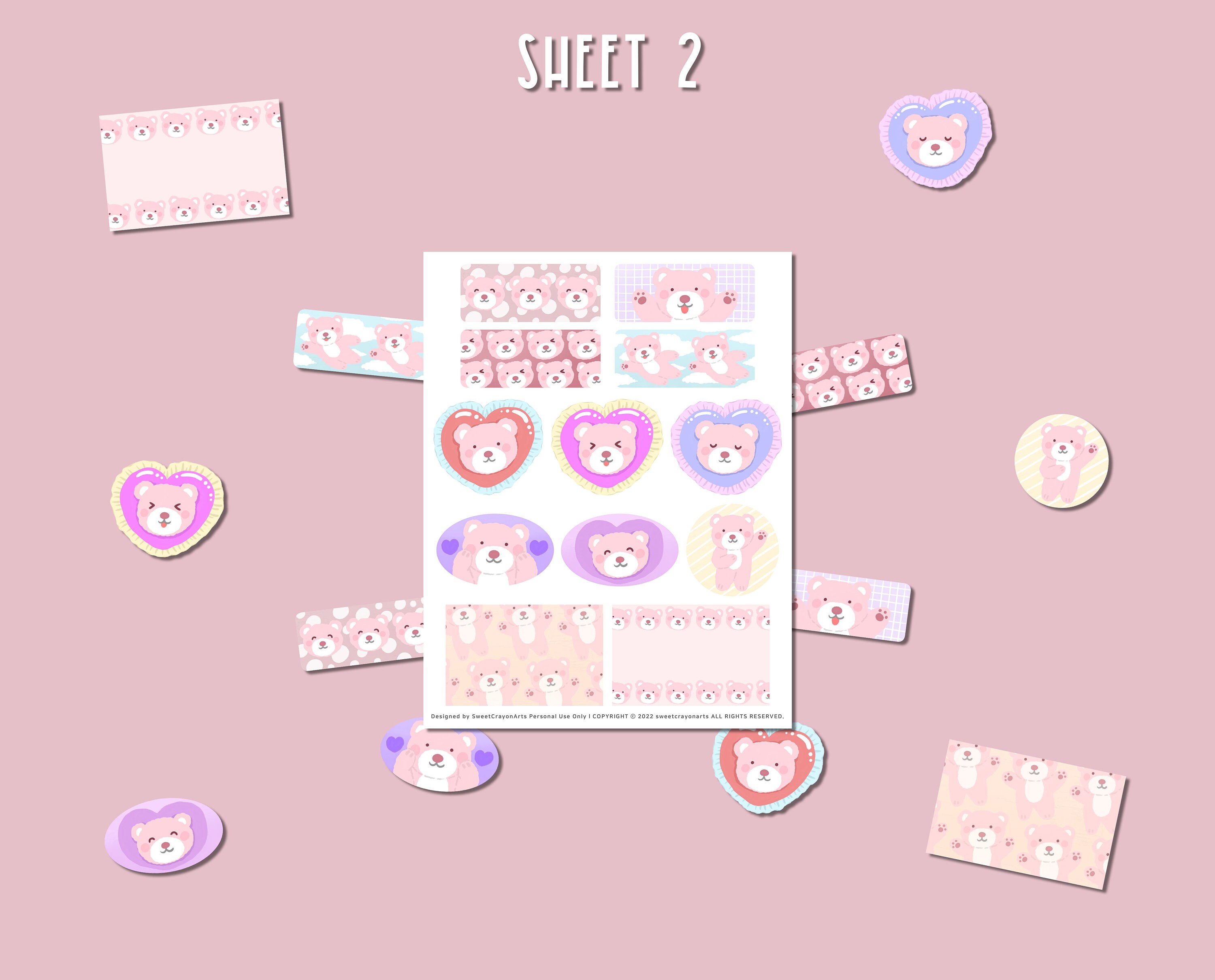 41 Cute Pink Bear Digital Sticker Pack, Cute Bear Printable Stickers ...